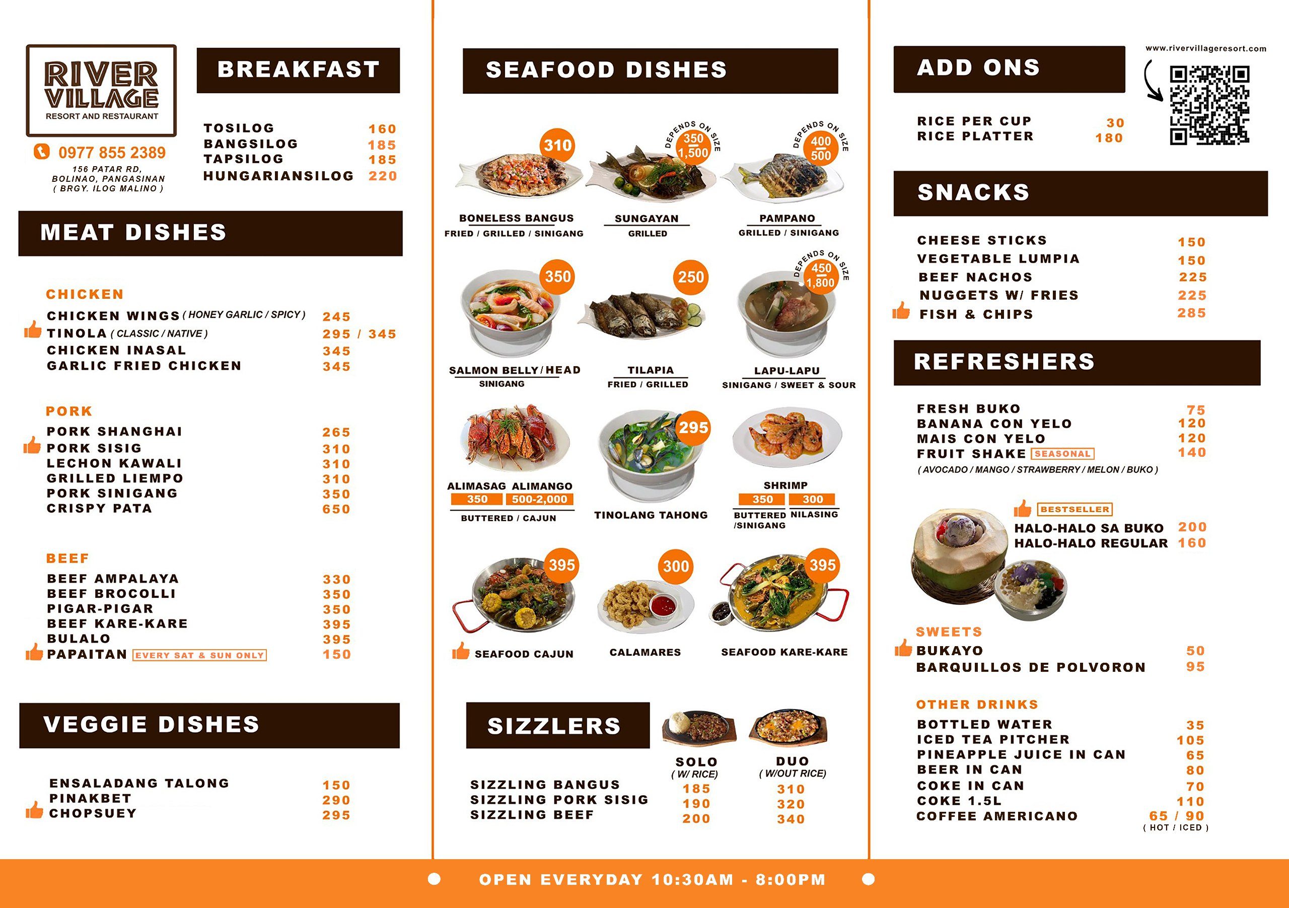 River Village Restaurant Menu